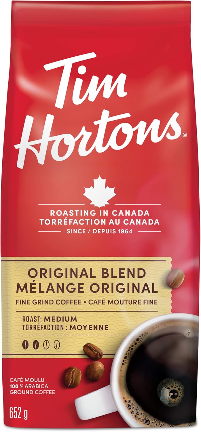 Tim Hortons Original Blend, Fine Grind Coffee, Medium Roast, Made with 100% Arabica Beans, 652g ...