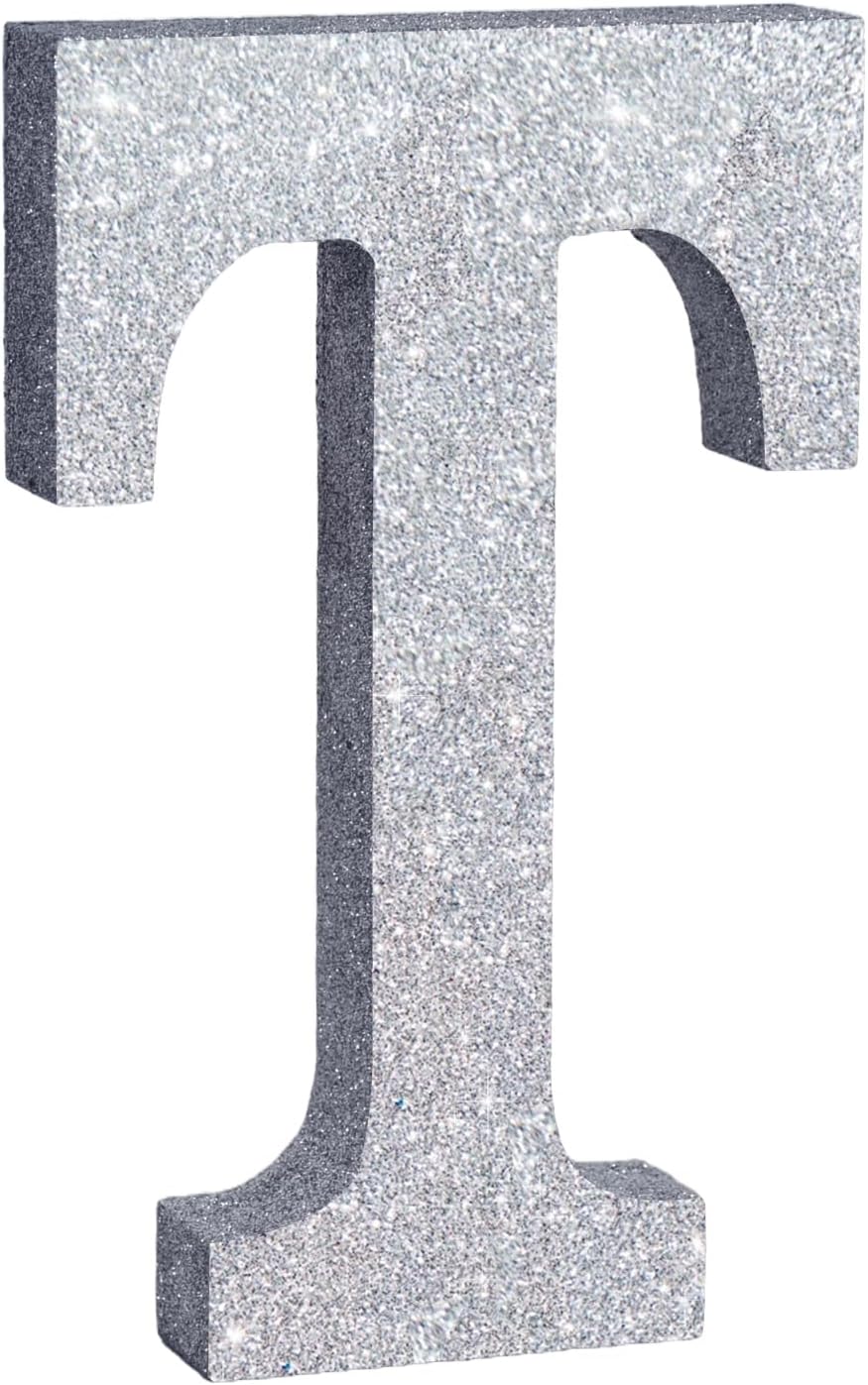Amazon.com: TONIFUL 8 Inch Silver Glitter Letter T Table Centerpiece A ...