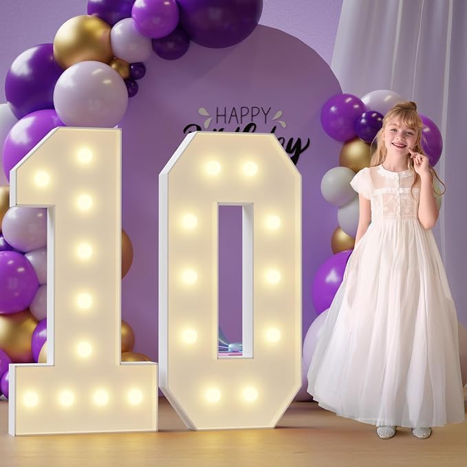 Amazon.com: Marquee Numbers 10th-Birthday Large Decorations: 4ft Light ...