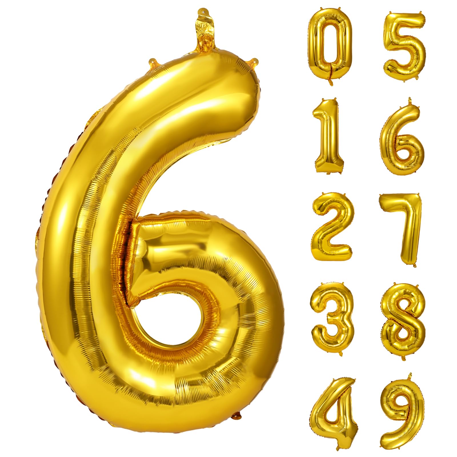 Amazon.com: 40 Inch Gold Number 6 Balloon 6th Birthday Balloon Foil ...