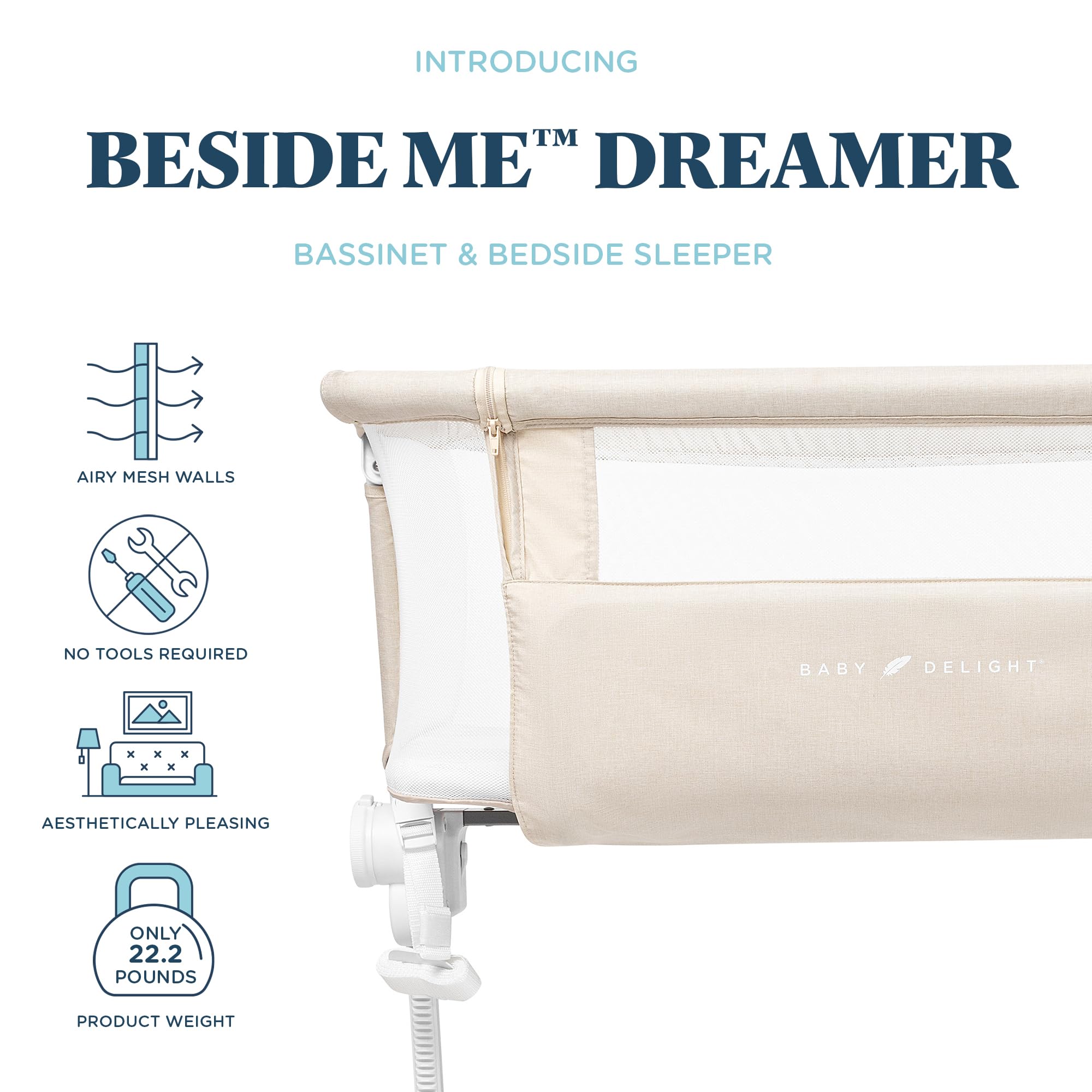 Snapklik.com : Beside Me Dreamer Bassinet Bedside Sleeper 8-Position ...