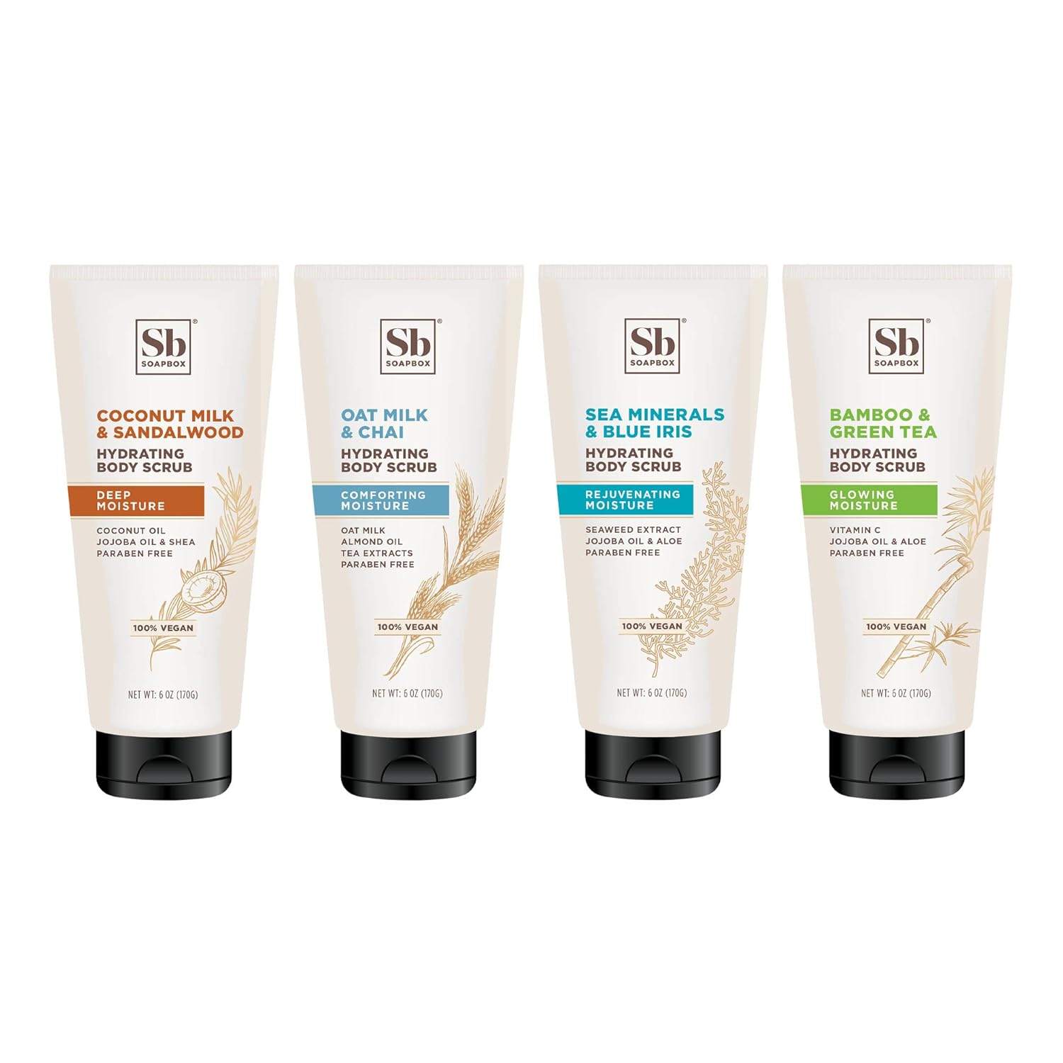 Amazon.com : Soapbox Body Scrub Variety Pack 4 Pack, 1 ea : Beauty ...