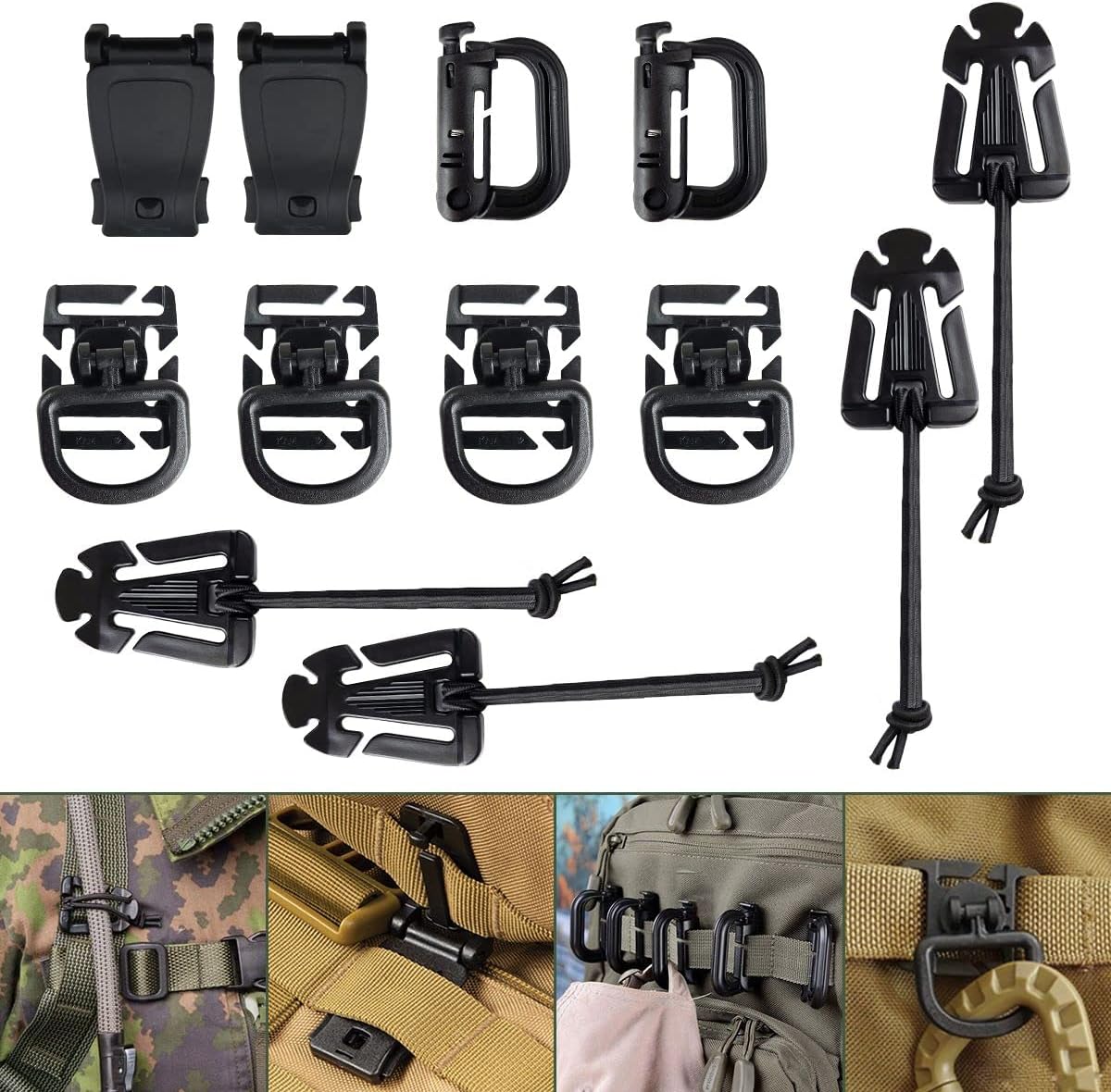 Amazon.com : GearHill Molle Web Dominators with Elastic String, Molle ...