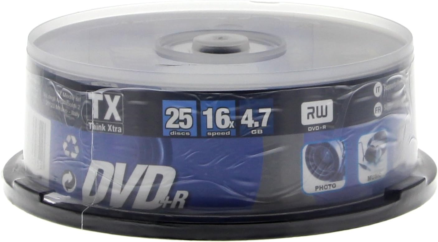 TX Think Xtra DVD + R 4.7 GB – Paquete de 25 : Amazon.es: Informática