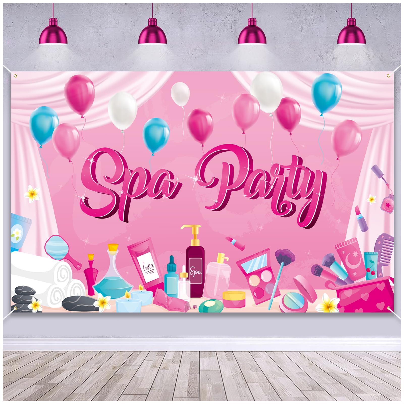 Konsait 73 X 43 Inches Spa Party Decorations, Spa Party Banner Backdrop ...