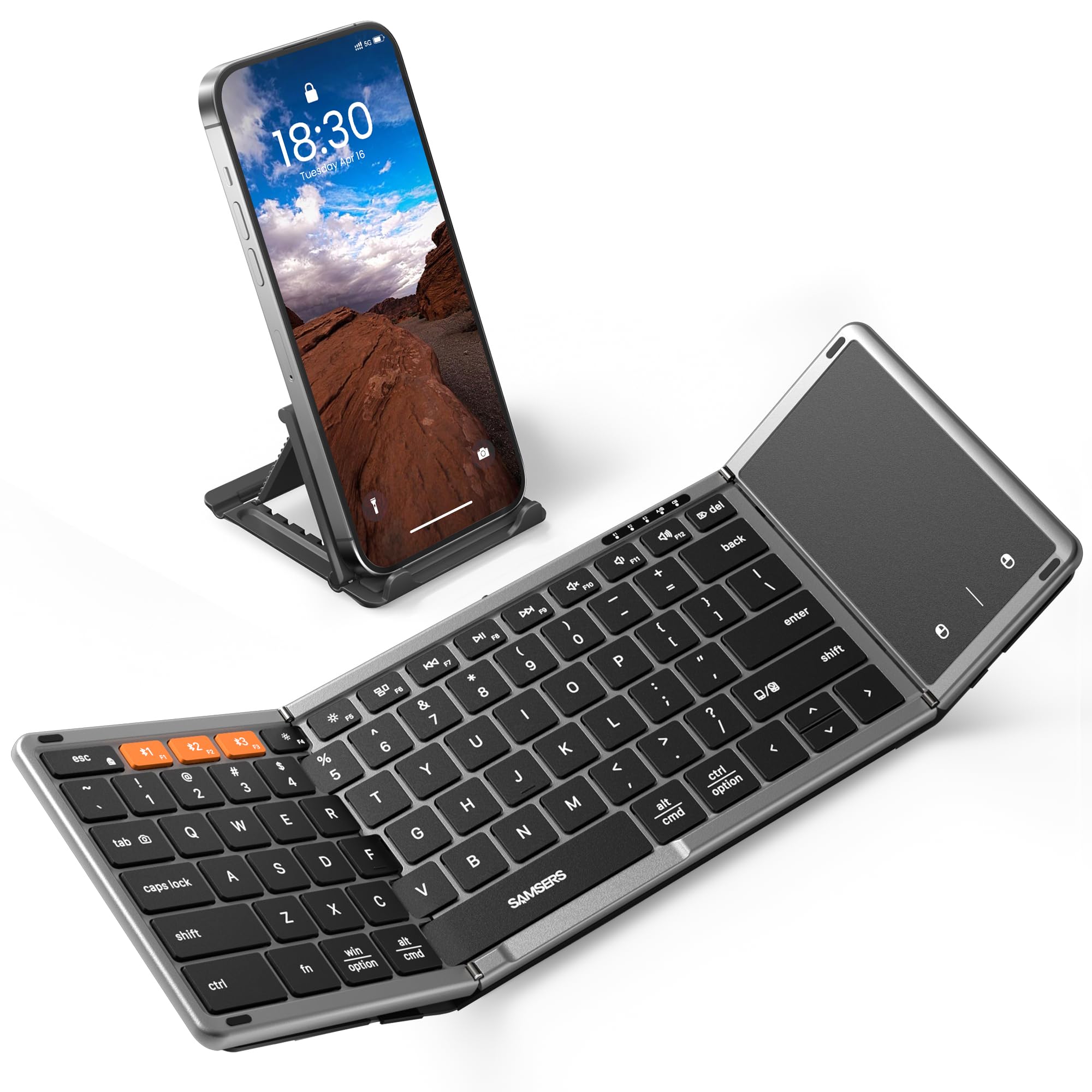 Amazon.com: Samsers Foldable Bluetooth Keyboard with Touchpad, Full ...