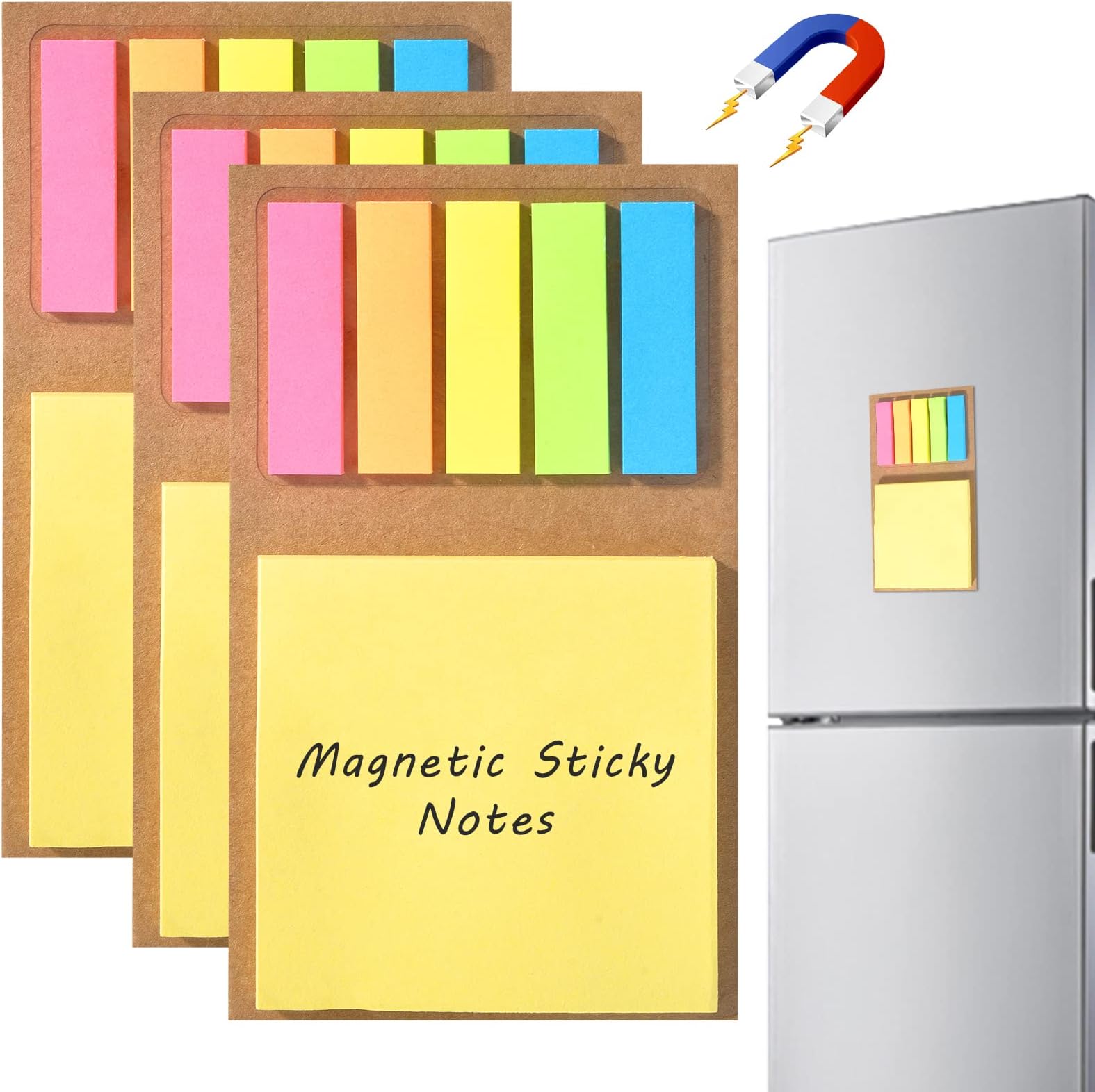 Amazon.com : 3 Pack Magnetic Post it Notes for Refrigerator 3x3 ...
