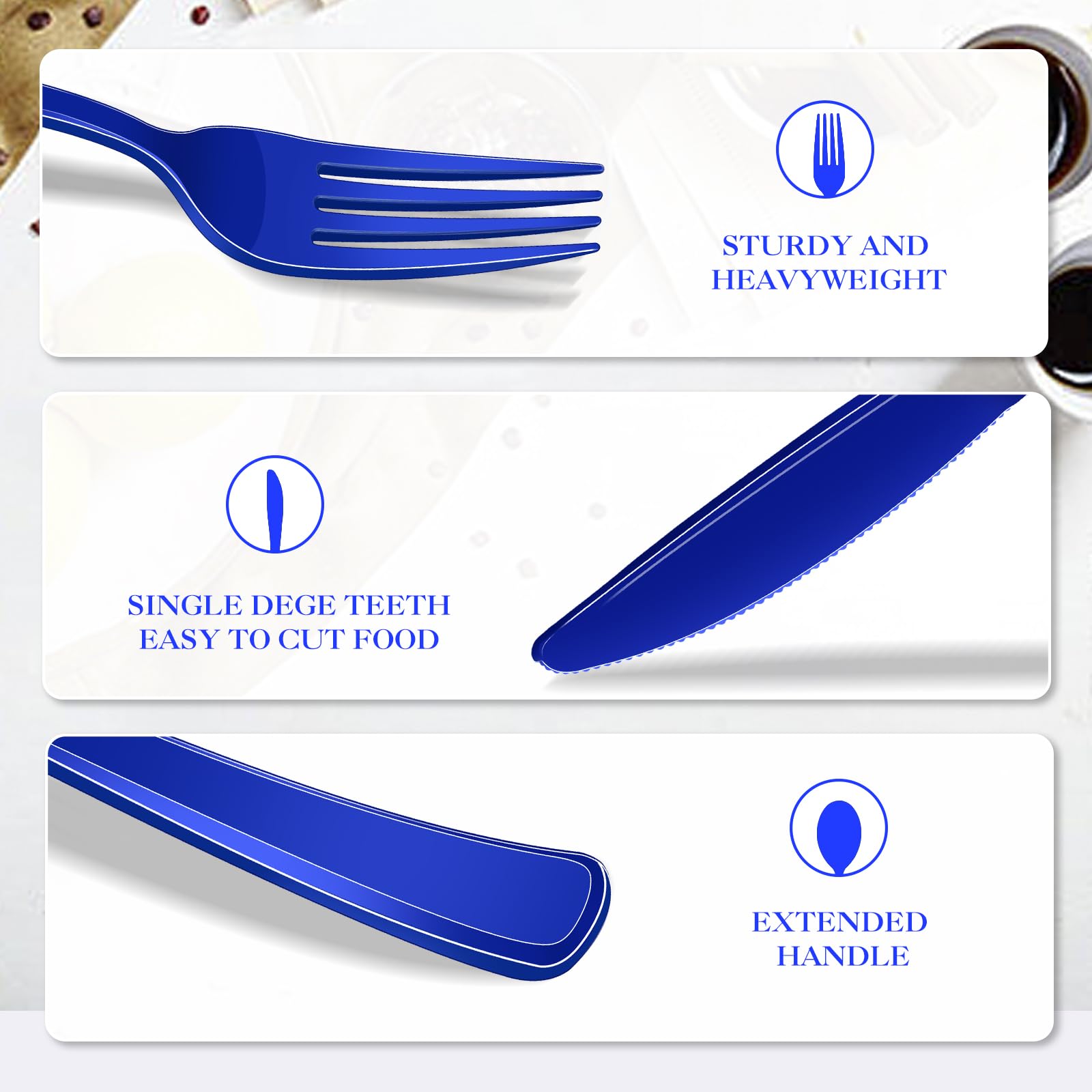 Snapklik.com : 300 Pack Blue Disposable Plastic Silverware Heavy Duty ...
