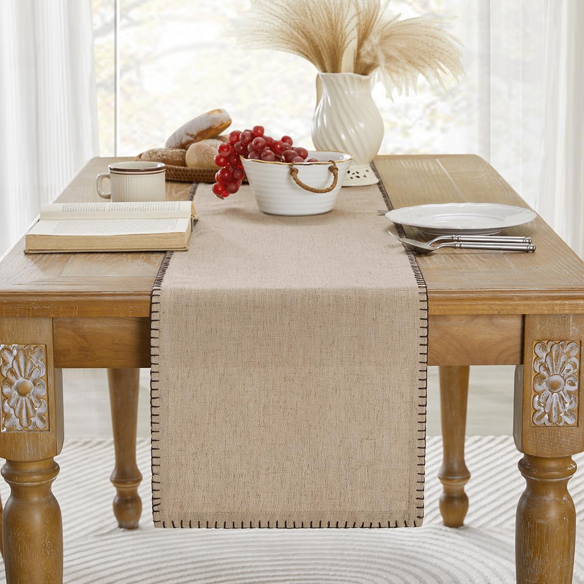 Amazon.com: Wracra Burlap Style Table Runner, Farmhouse Rustic Table ...