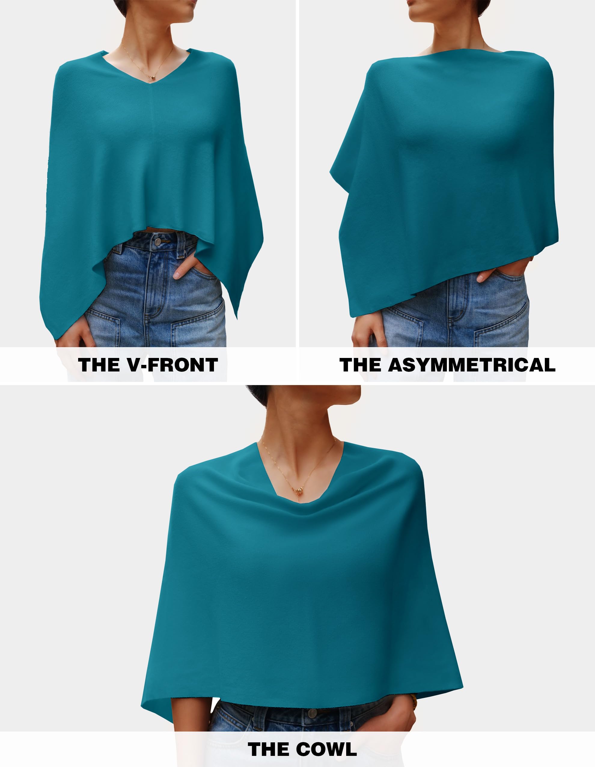 Snapklik.com : Women Capri Poncho Sweater Cropped Versatile Shawl Soft ...