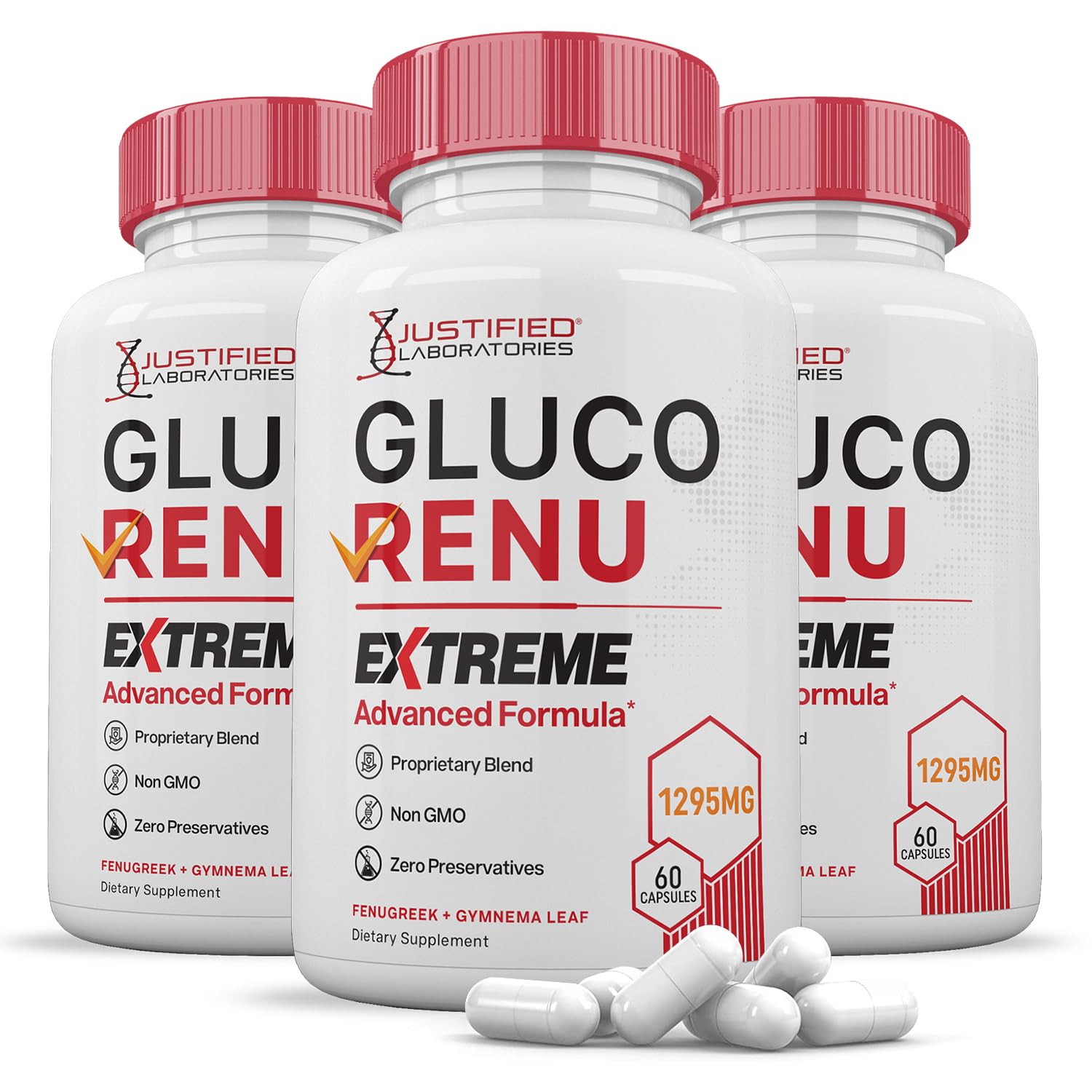 Amazon.com: (3 Pack) Gluco Renu Extreme 1295MG Glyco Support Pills ...