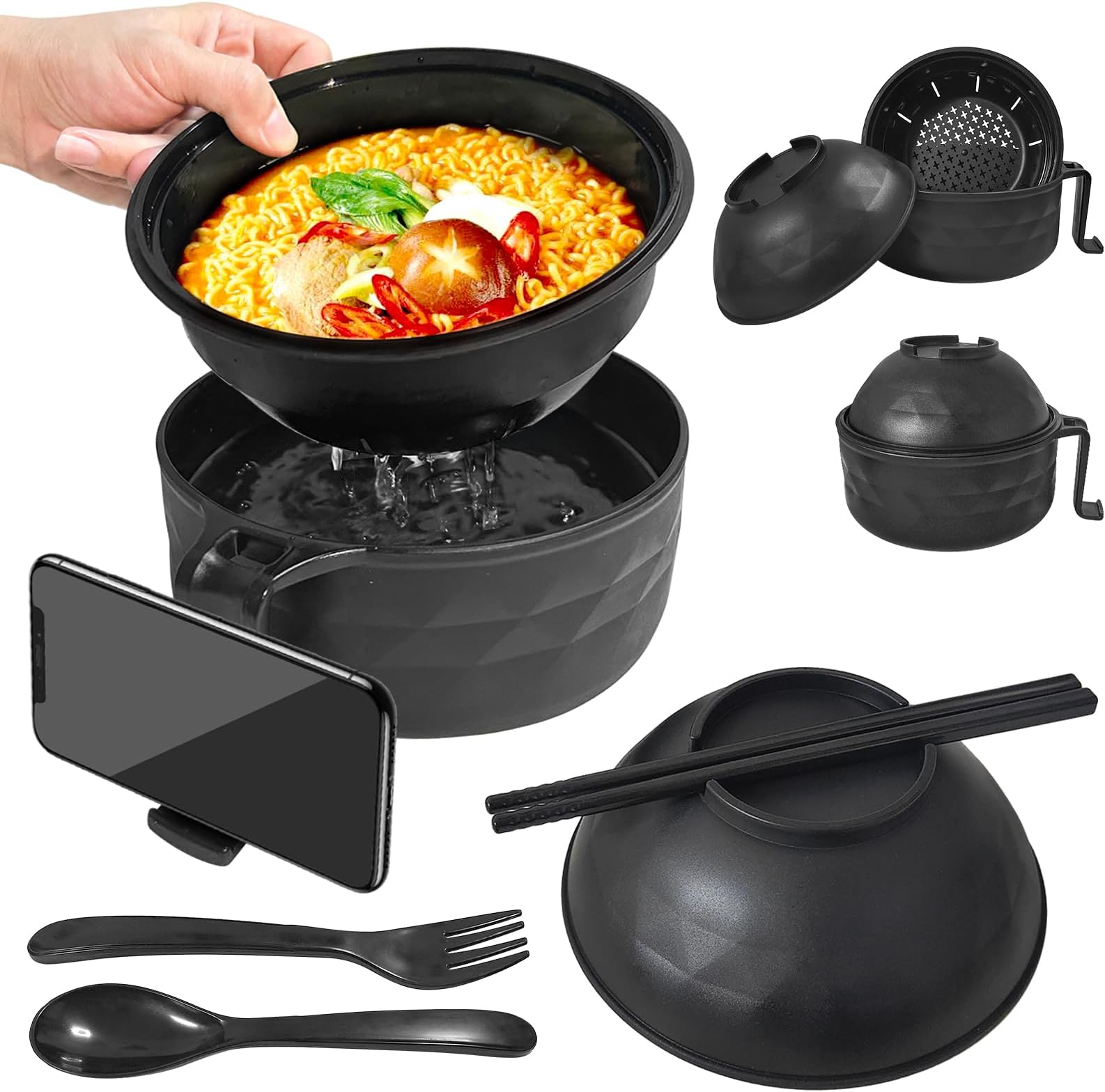 Amazon.com: Layron Ramen Cooker Ramen Bowl Set with Chopsticks 33oz ...
