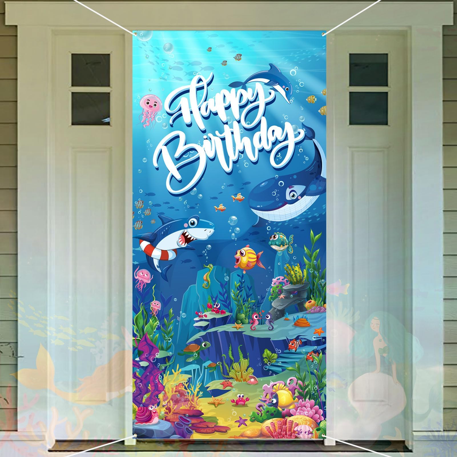 Amazon.com: KESYOO 7Pcs Happy Birthday Banner Marine Animal Sea Horse ...