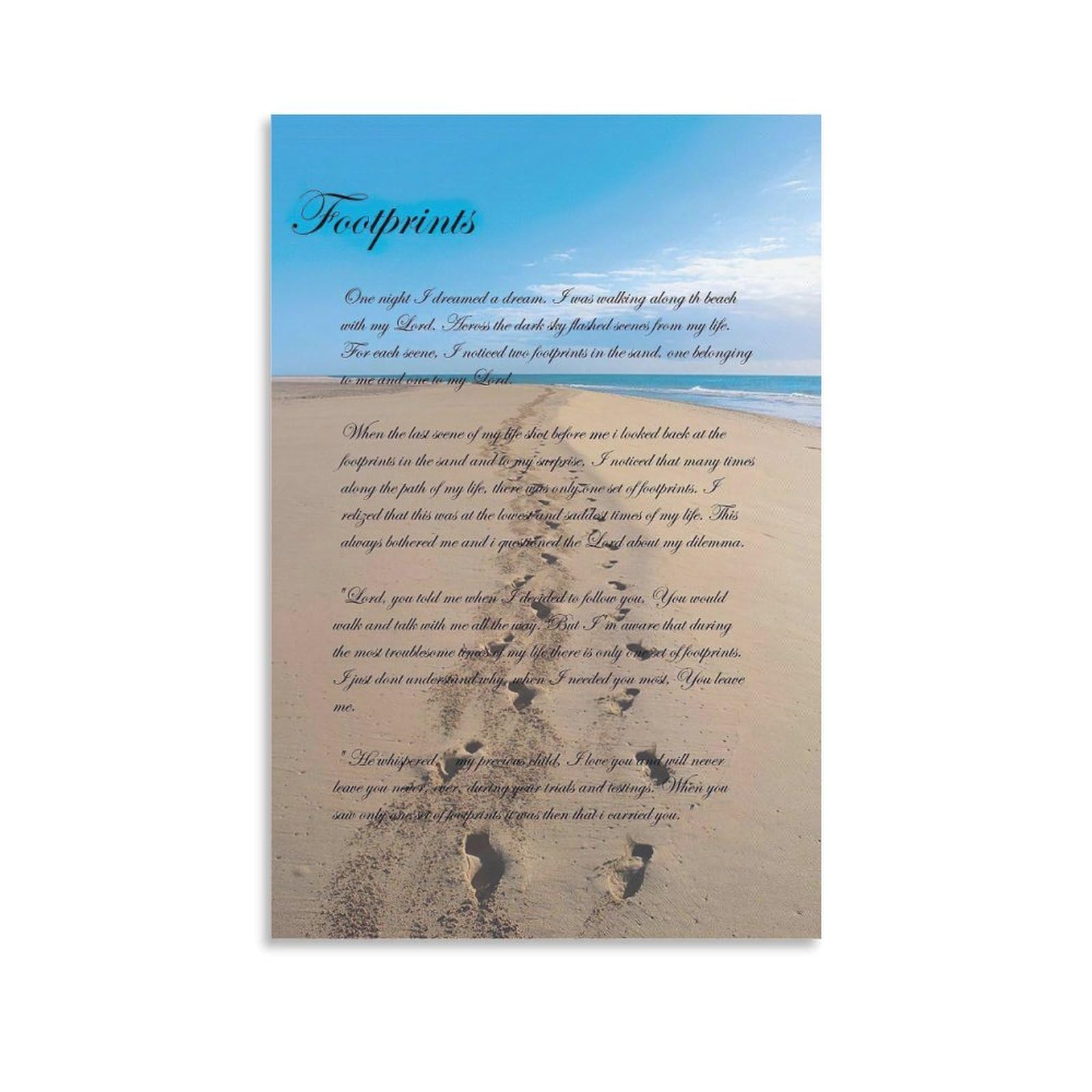 Amazon.com: Usoway Footprints in The Sand Christian Footprints Poem ...