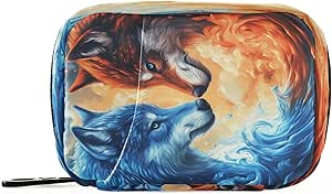 Amazon.com: Weekly Pill Organizer, Blue Red Orange Wolf Fire Pill Case ...