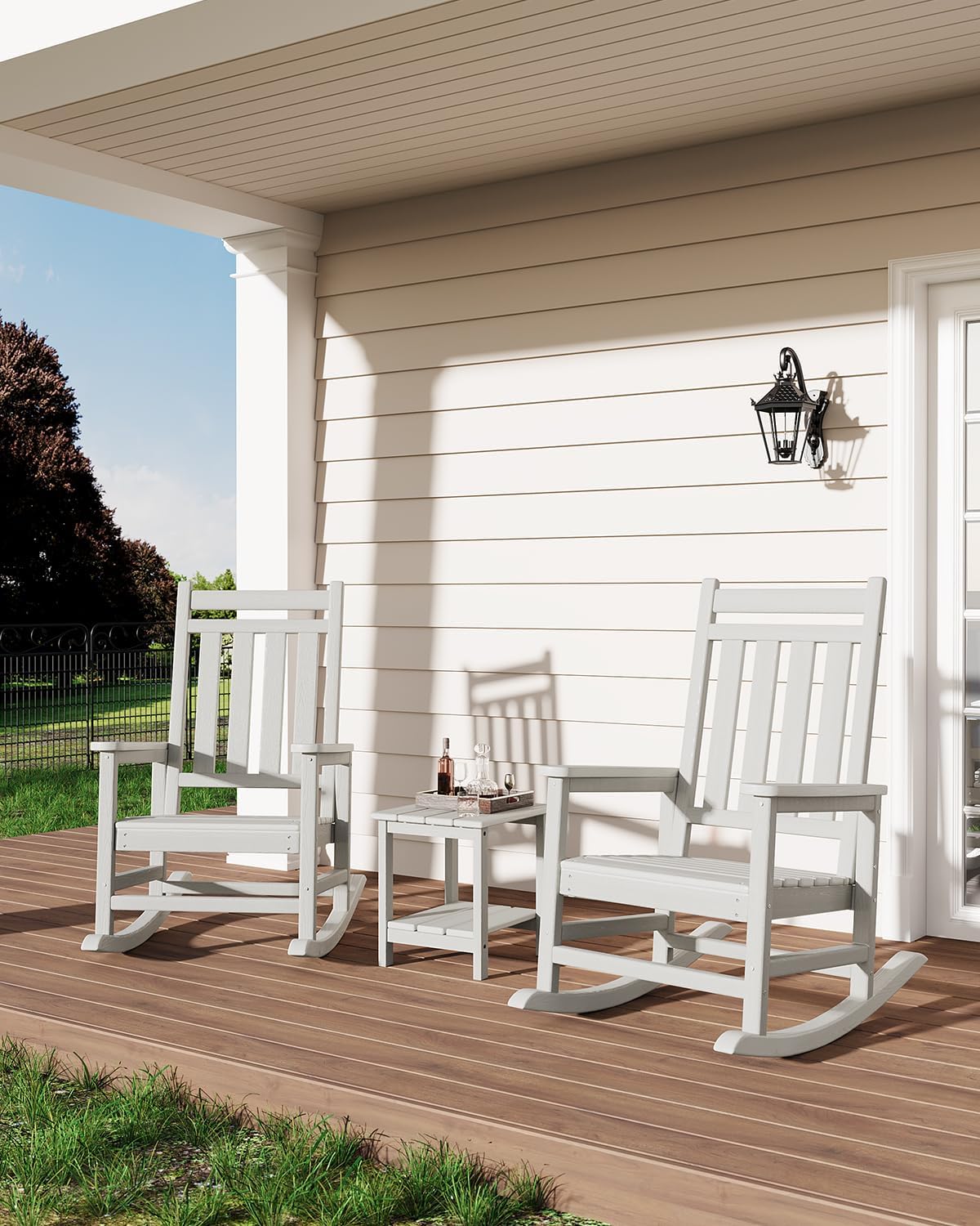 Amazon.com : Poly Lumber Rocking Chair Outdoor Set of 2 with Side Table ...