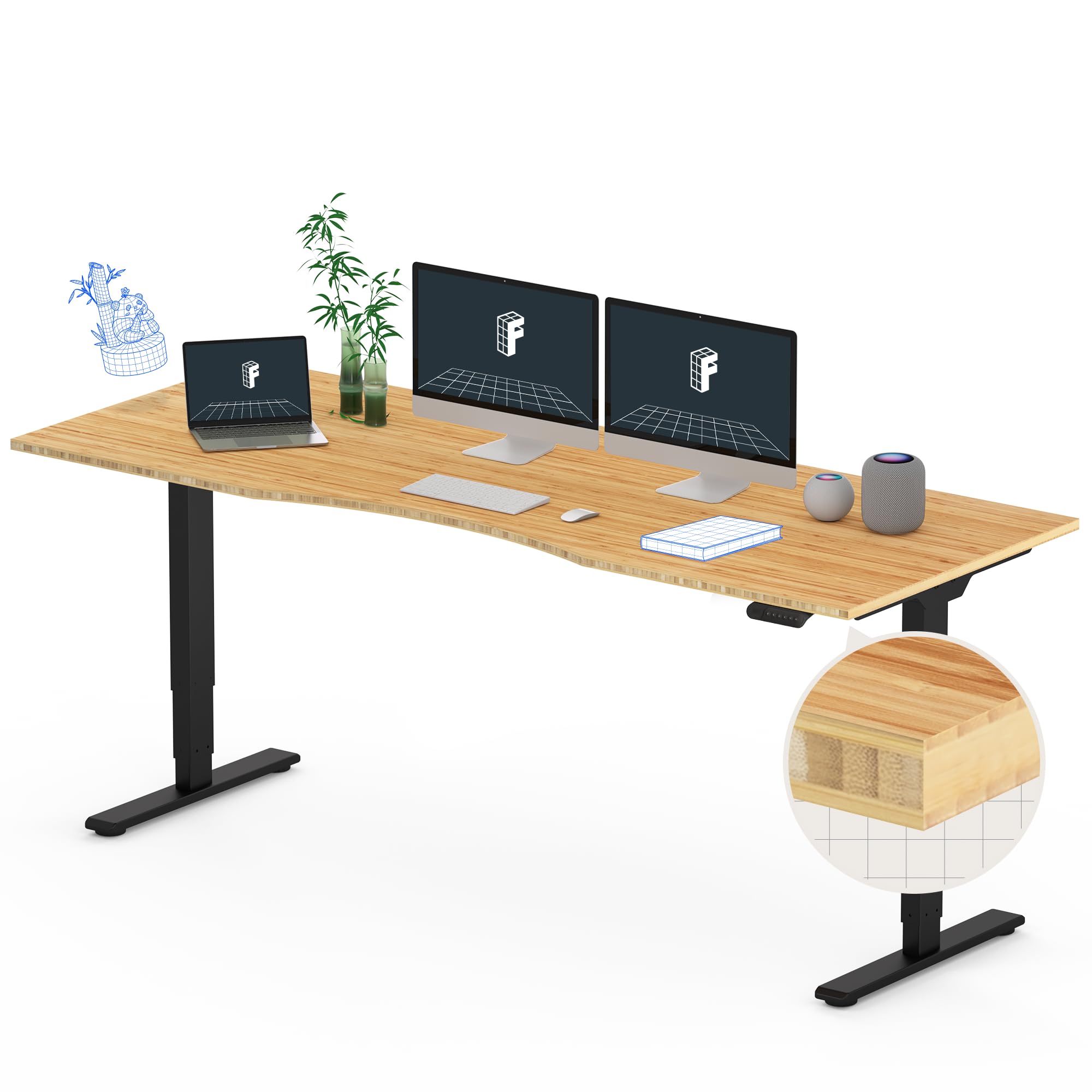 Snapklik.com : FLEXISPOT Pro Bamboo 78x30 Inch 3 Stages Dual Motor ...