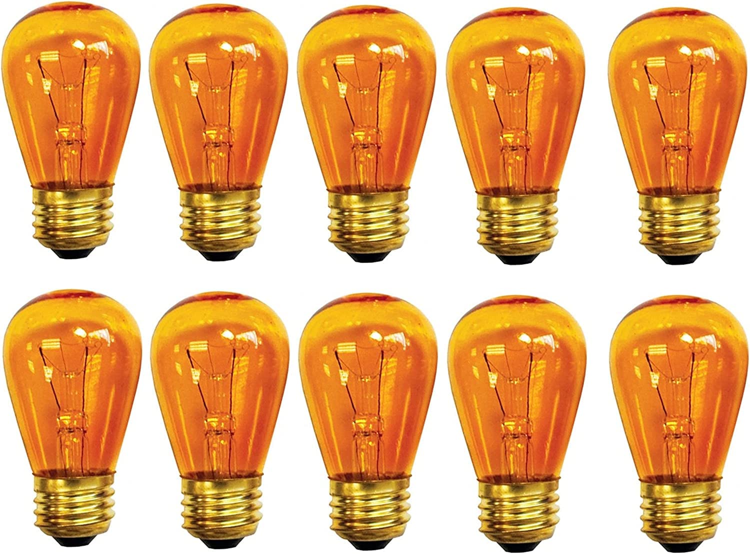 YI LIGHTING - 11W S14 Dimmable Transparent Amber Sign Light Bulb with ...