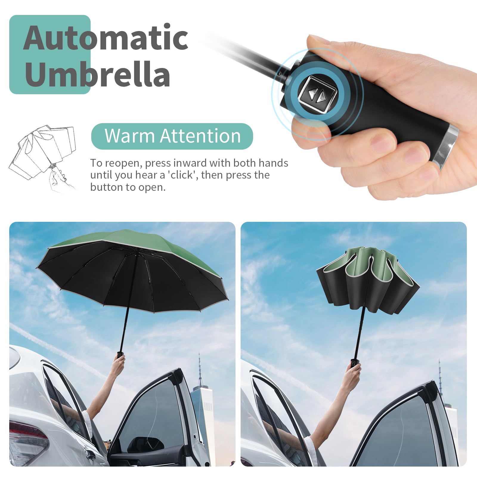 Snapklik.com : Yoobure Inverted Windproof Travel Umbrella - Automatic ...