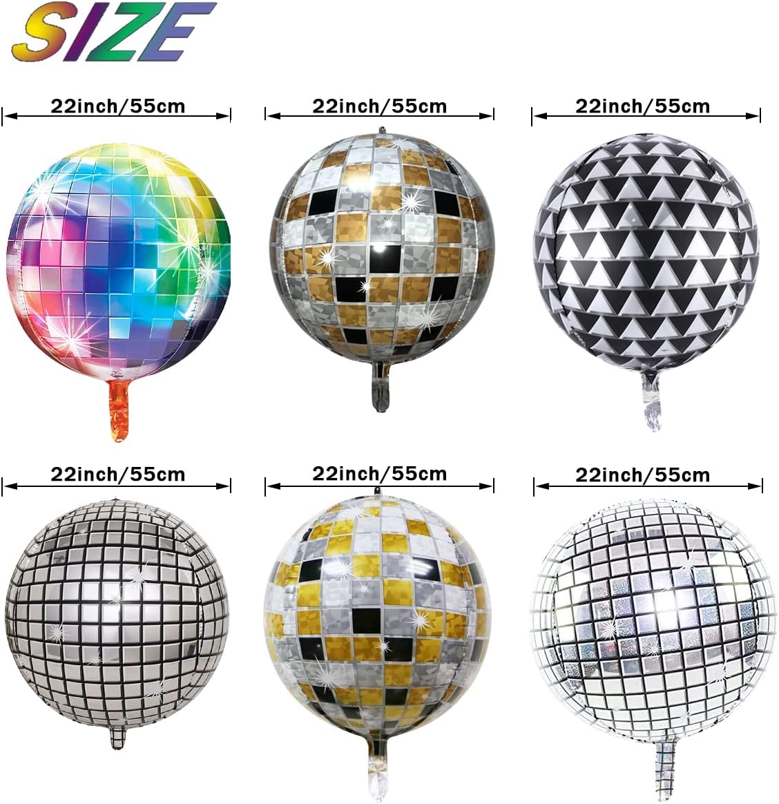 6 Pieces Disco Foil Balloons,4D Large Mirror Foil Balloons,Disco Party ...