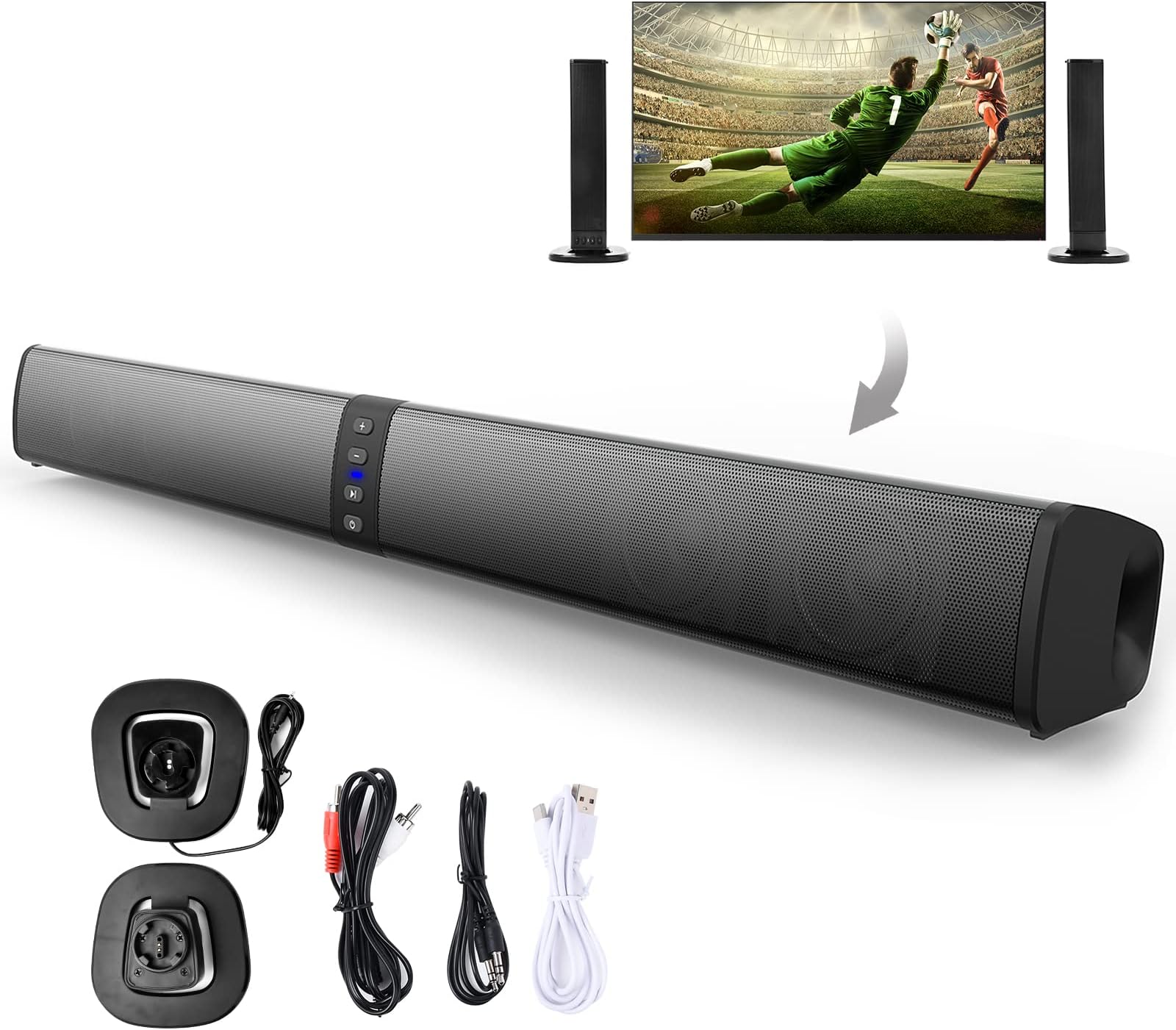 AEK CYBER BS-04 Barra de Sonido con Panel led, bocina Bluetooth con Control, Puertos Tipo C/TF ...