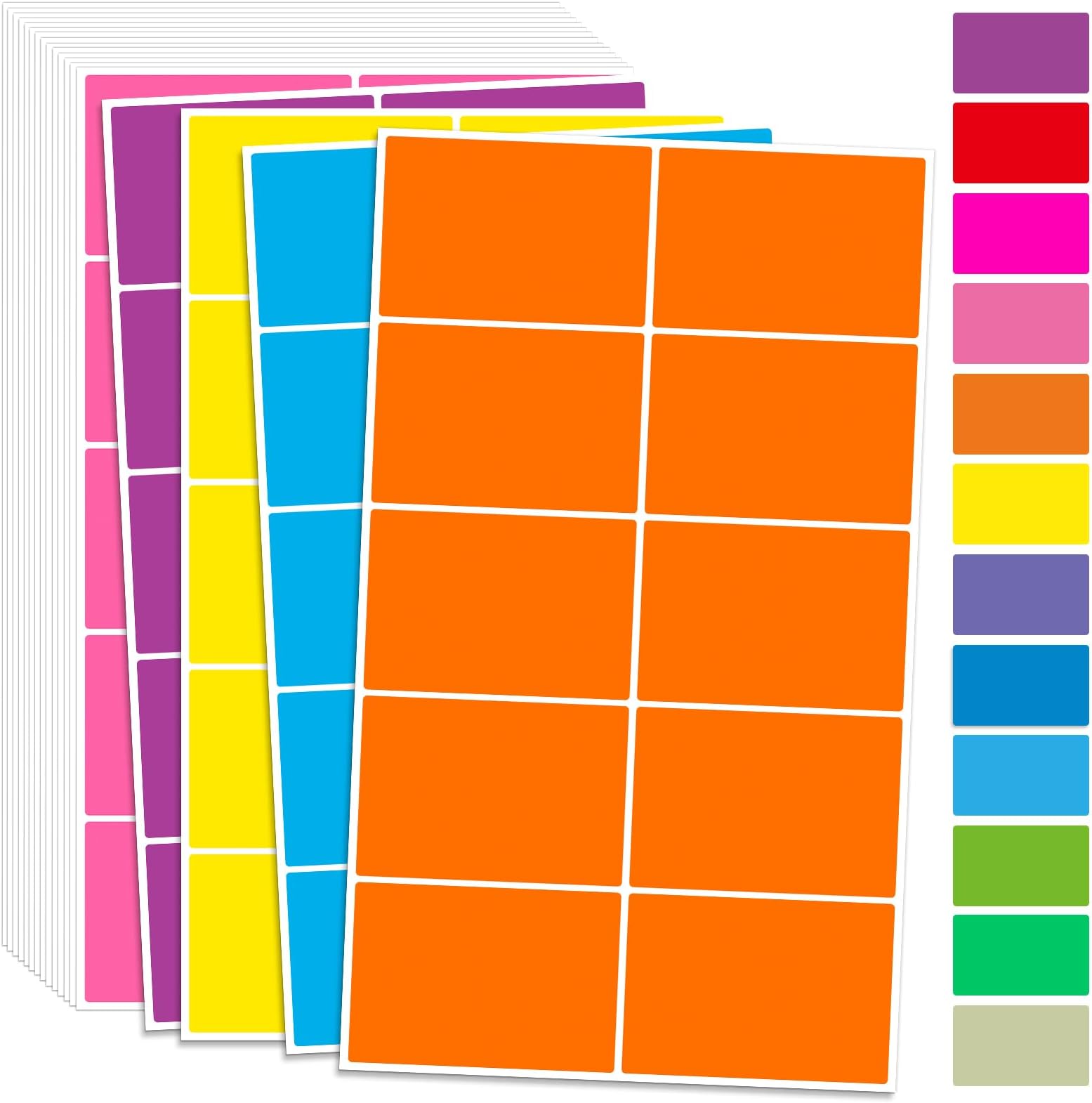 Amazon.com : 1000 Pieces Rectangular Colored Labels Stickers 3 x 2 Inch ...