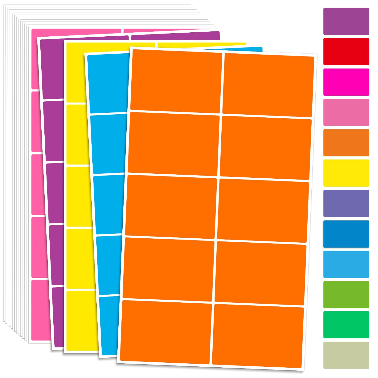 Amazon.com : 120 Pcs Colored Label Stickers,12 Colors 3" x 2" Color ...