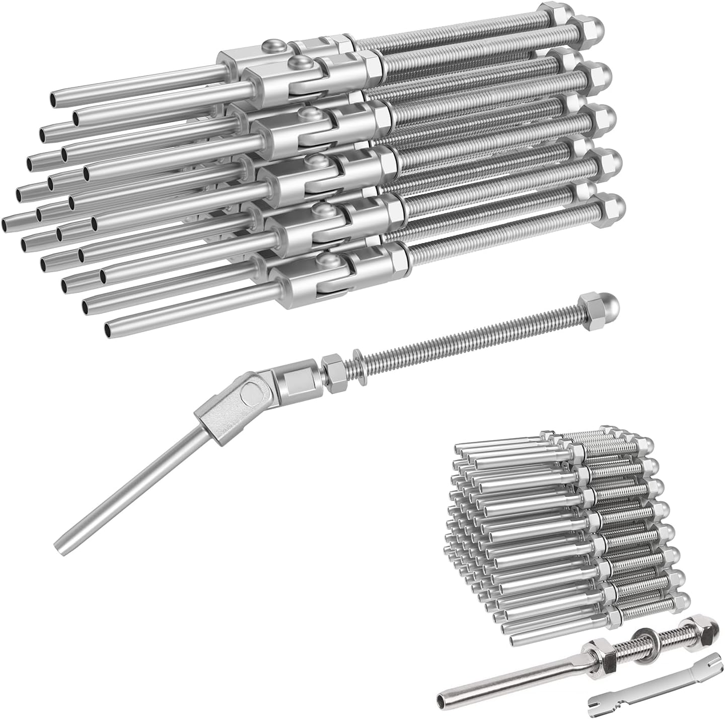 BLIKA 50 Pack Cable Railing Swage Threaded Stud Tension Ends and 20 ...