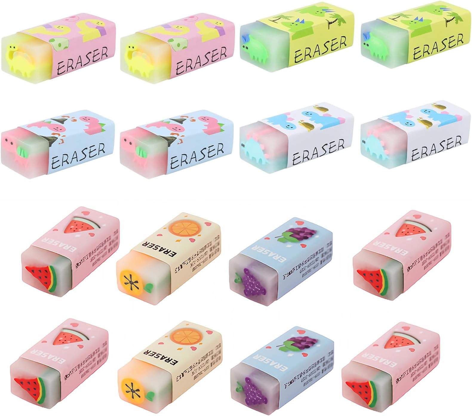 TECKI 16 Pieces Gomme Kawaii - Gommes Souples aux Motifs de Fruits et ...