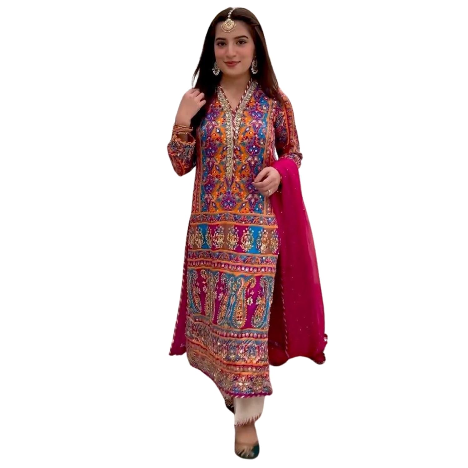 Buy Mbest Boutique Women's Fox Georgette with Dijital Print with Real ...