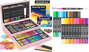 Amazon.com: Caliart 153-Pack Deluxe Wooden Art Supplies, 34 Double Tip ...