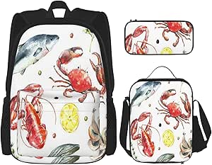 Amazon.com | 3 Piece Set Backpacks Ocean Marine Life Sea Fish Octopus ...
