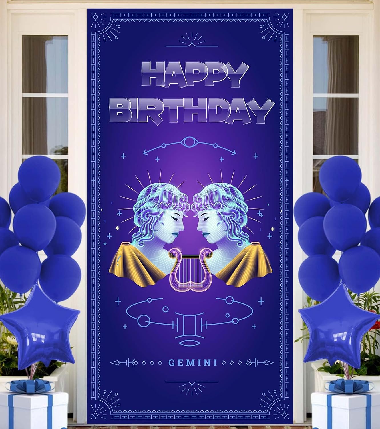 Amazon.com: COOSOAR Gemini Birthday Banner, Astronomy Themed Zodiac ...