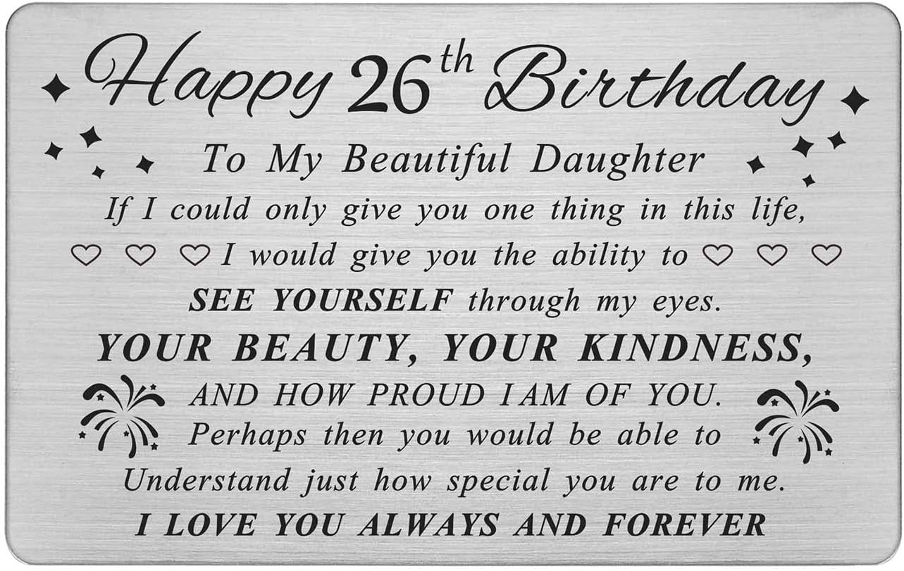 Amazon.com: DEGASKEN Daughter 26th Birthday Card - Birthday Gifts for ...