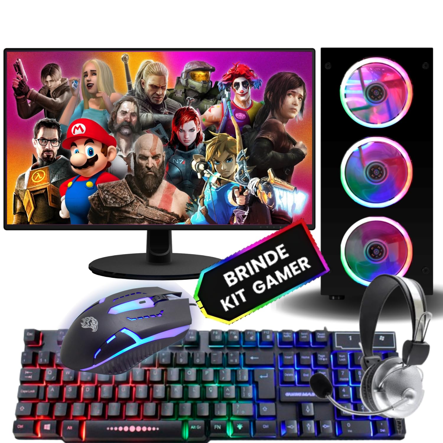 PC Gamer Completo DreamComputers AMD Ryzen, 16gb DDR4, SSD 512GB, Fonte ...