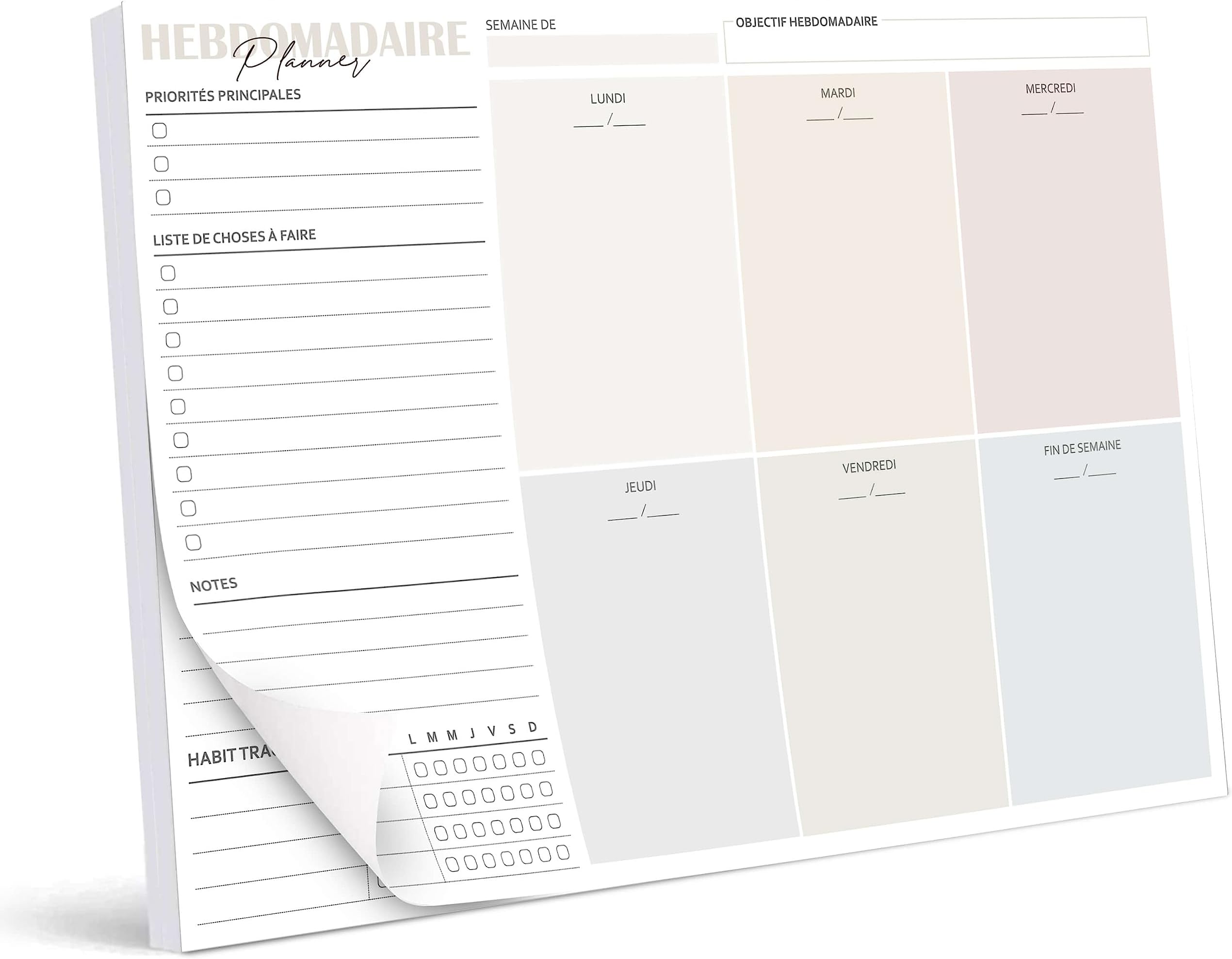 Biroyal Bloc planificateur hebdomadaire A4 sans date fixe (50 pages ...