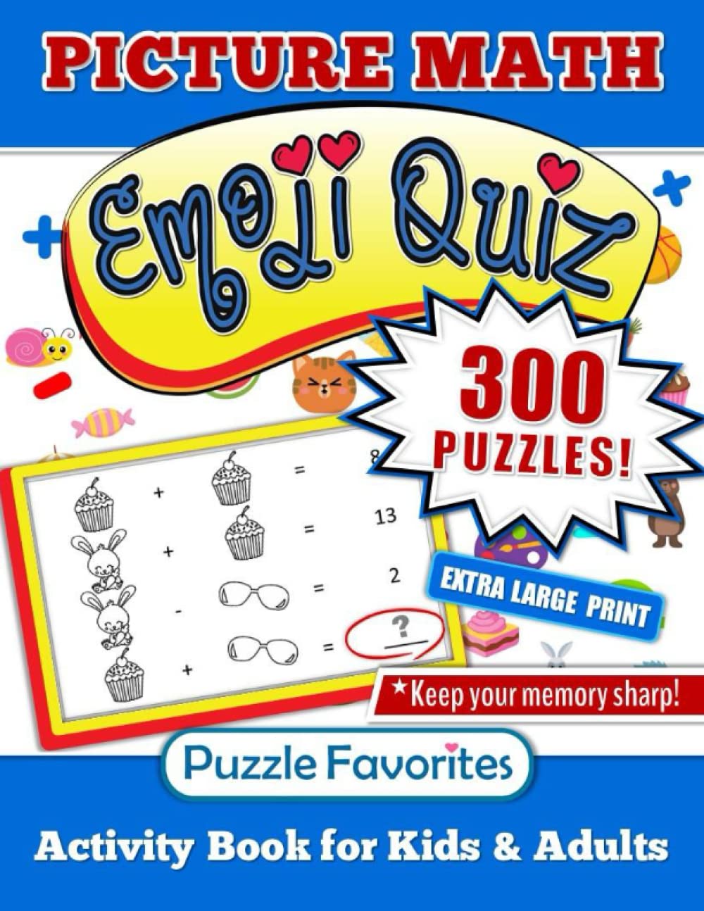 Math Puzzles Emoji Quiz Activity Book for Kids and Adults Extra Large ...