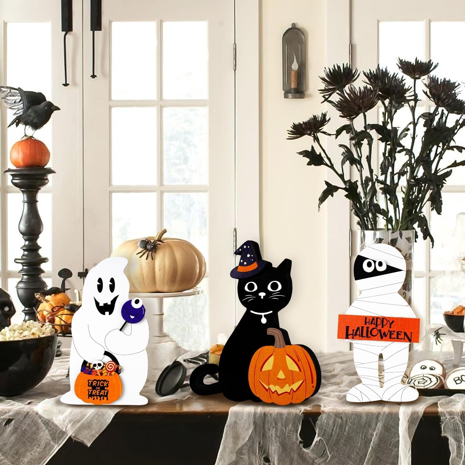 Snapklik.com : Halloween Decorations Indoor For Home - 3pcs 3D Wood ...