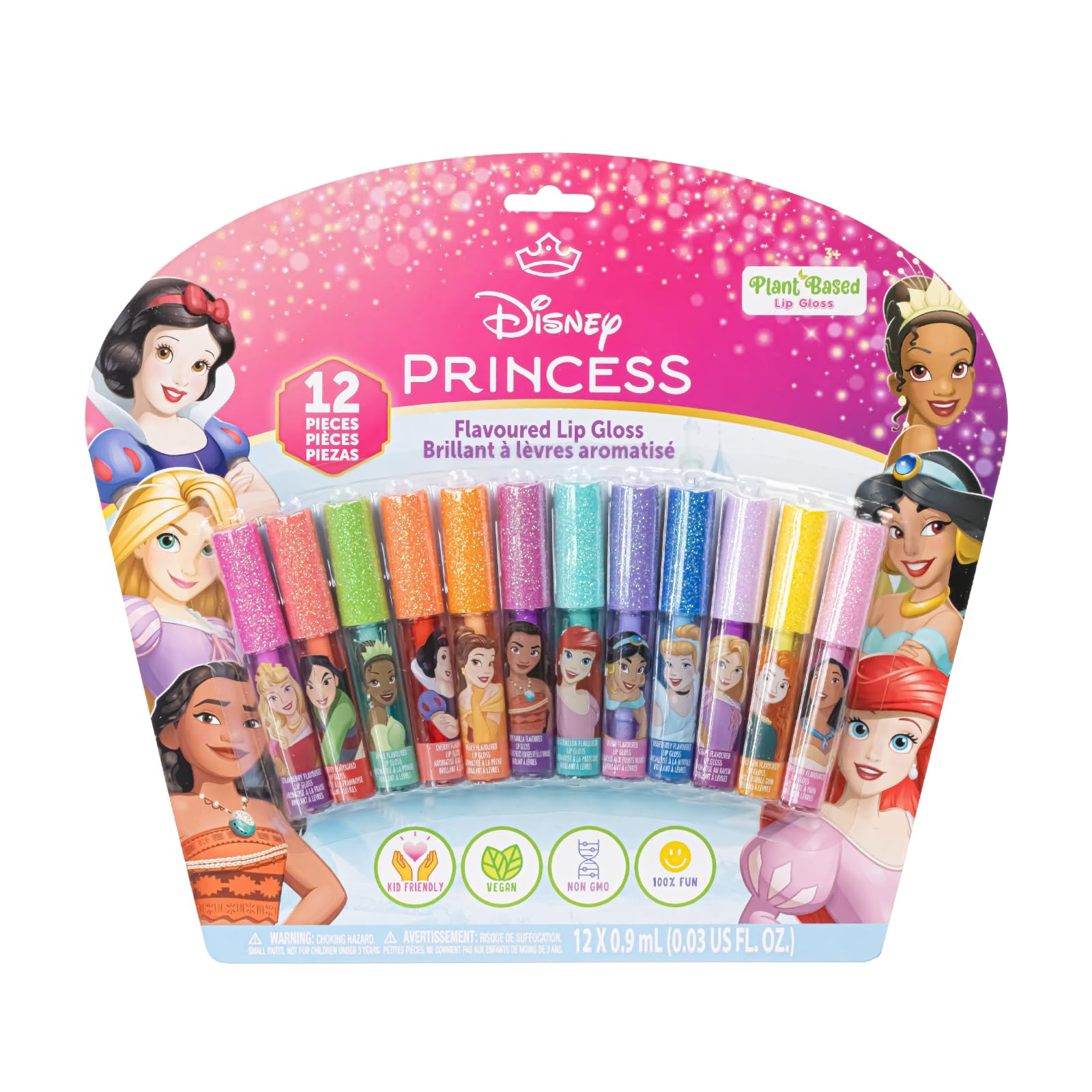 Amazon.com : Disney Princess 12 Piece Plant Based Lip Gloss, Girls ...