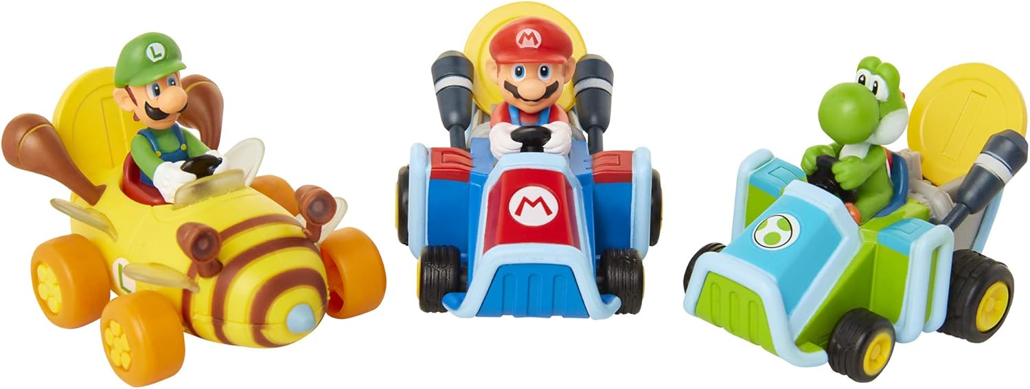 Amazon.com: SUPER MARIO Coin Racers Cars 3Pk Vehicle Set, Yellow : Toys ...