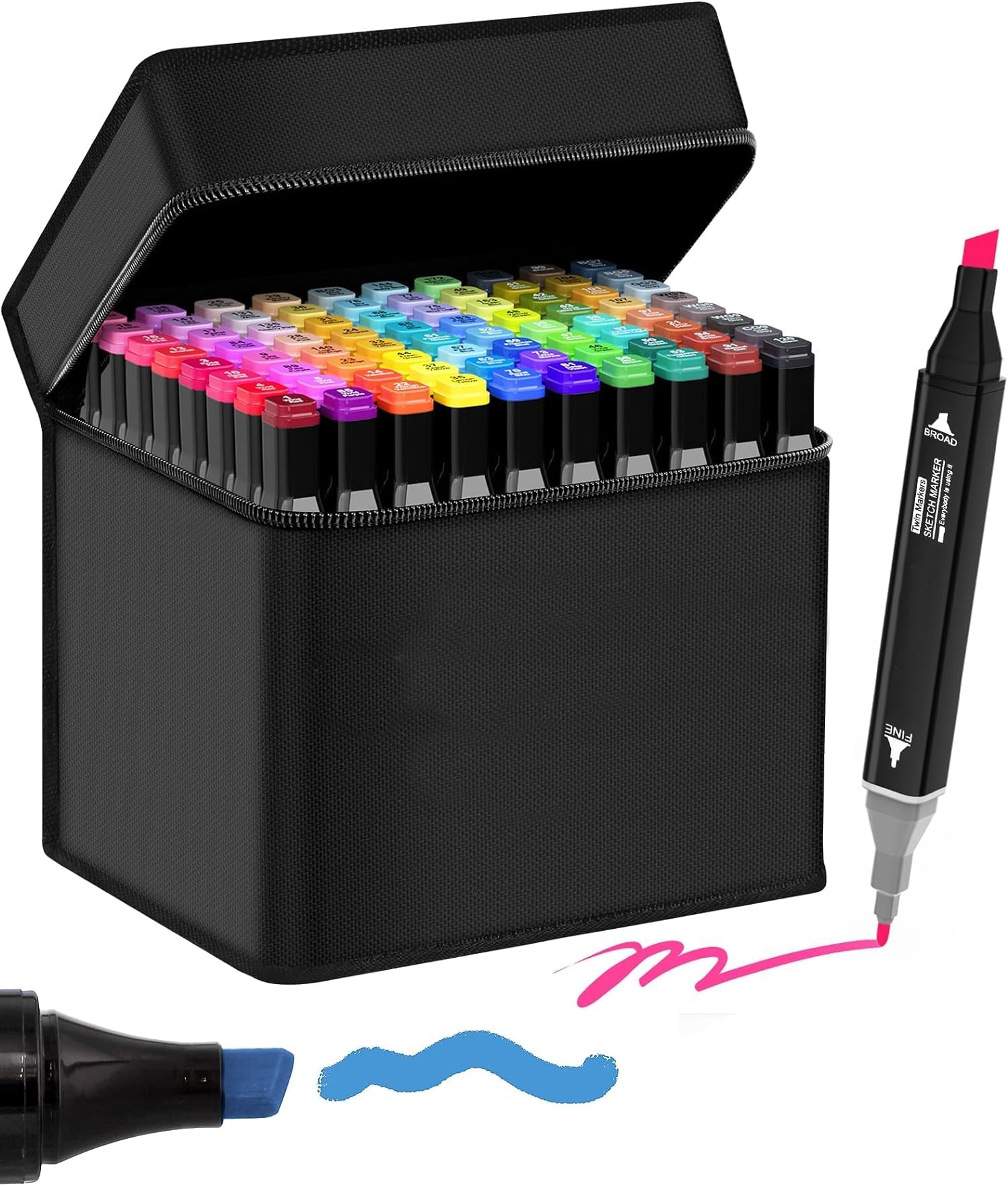 Amitasha 48 Pc Dual Tip Highlighter + Markers Double-Sided Pen Set For ...