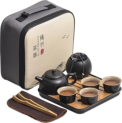 Amazon.com | Lyty Chinese Tea Pot Cup Set with Tray Infuser - Travel ...