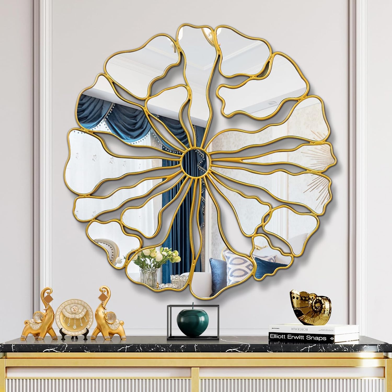 Amazon.com: Jesantab Gold Wall Mirrors Decorative, 32” Large Round ...