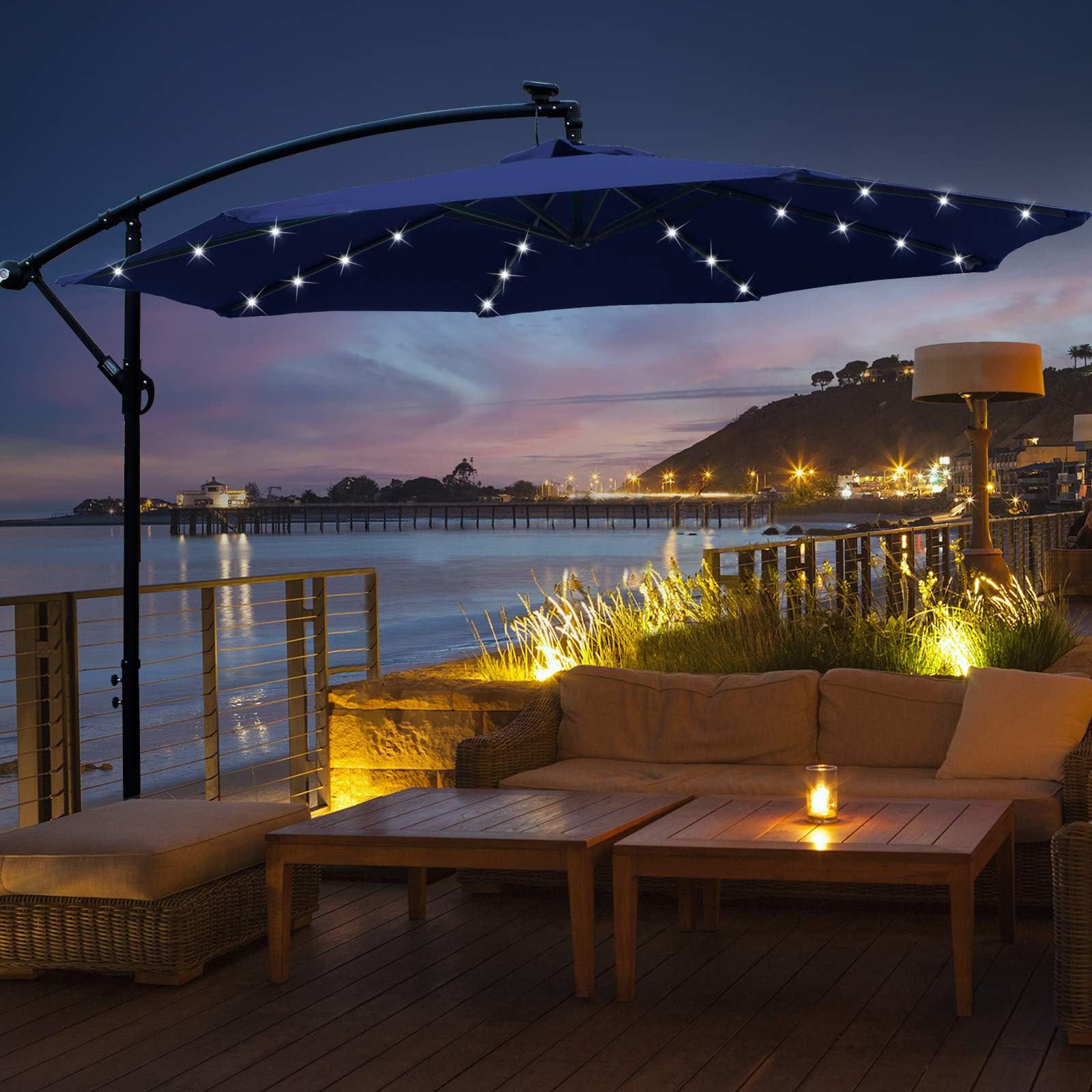 Snapklik.com : SUNLAX Solar Offset Umbrella, 10ft Cantilever Hanging ...