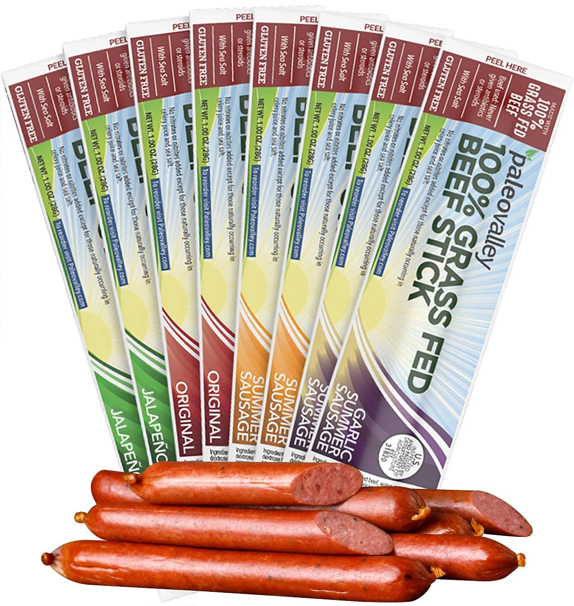 Amazon.com: Paleovalley: 100% Grass Fed Beef Sticks - Organic Paleo and ...