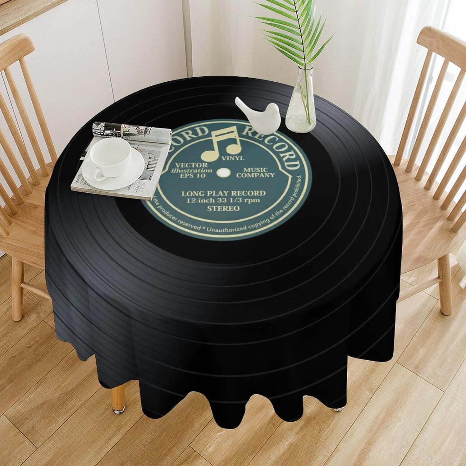 Amazon.com: MoBlinko Grey Vinyl Record Table Cloth Retro Music 70 in ...