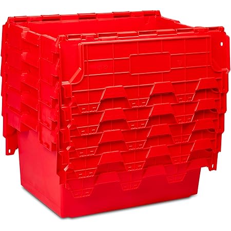 5x New 80 Litre Red (Not Recycled) Plastic Storage Boxes Crates Totes ...