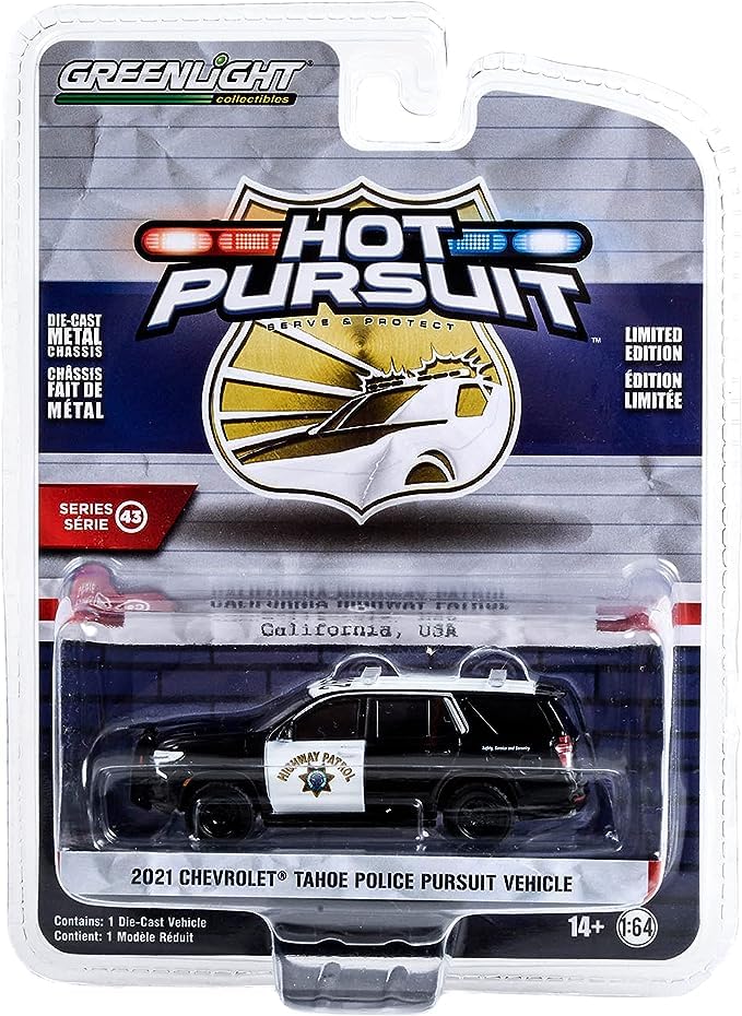 64 Scale 2021 CHP Tahoe Police Pursuit Vehicle (PPV) Black and White ...