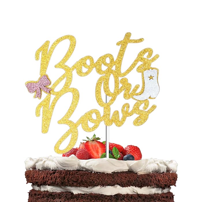 Buy Boots Or Bows Birthday Cake Topper - It's A Boy Or Girl Boot Bow ...