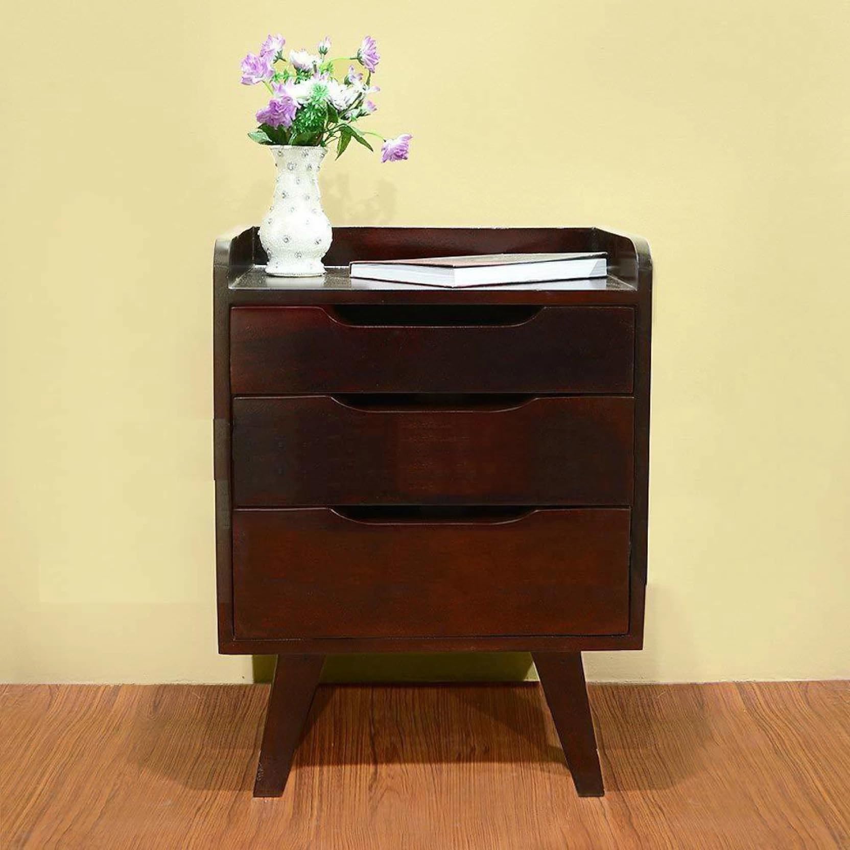 SHIKHA WOOD CRAFT Sheesham Wood Bedside End Table with 3 Drawer Storage ...